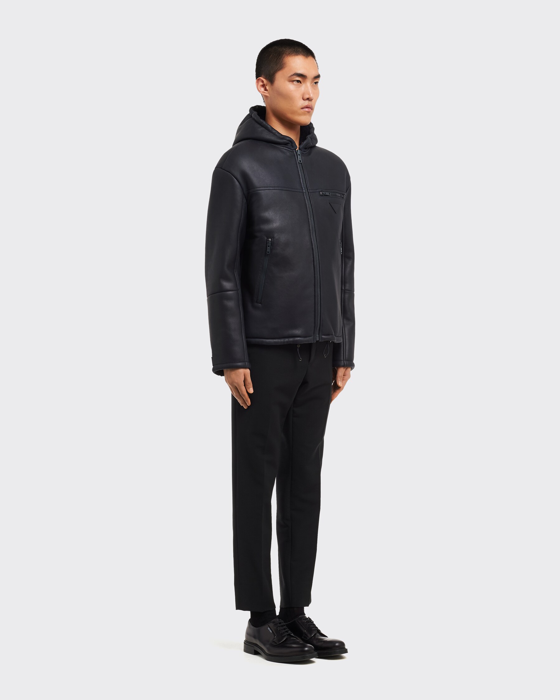 Navy Sheepskin Blouson Jacket | PRADA