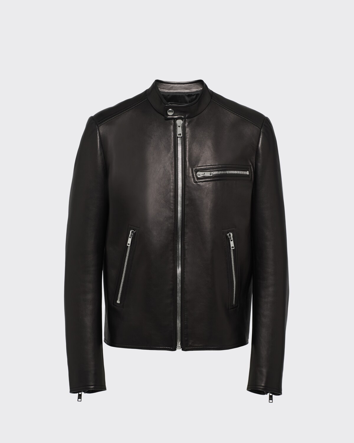 Black Plongé Nappa Leather Biker Jacket | PRADA