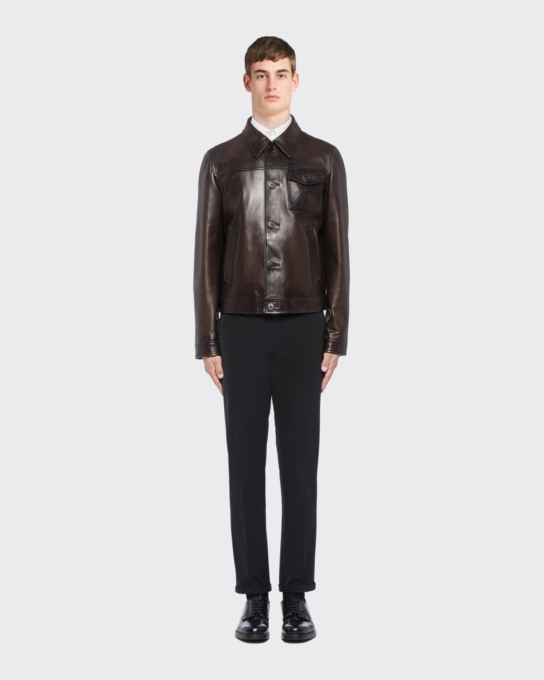 Dark Brown Nappa Leather Jacket | PRADA