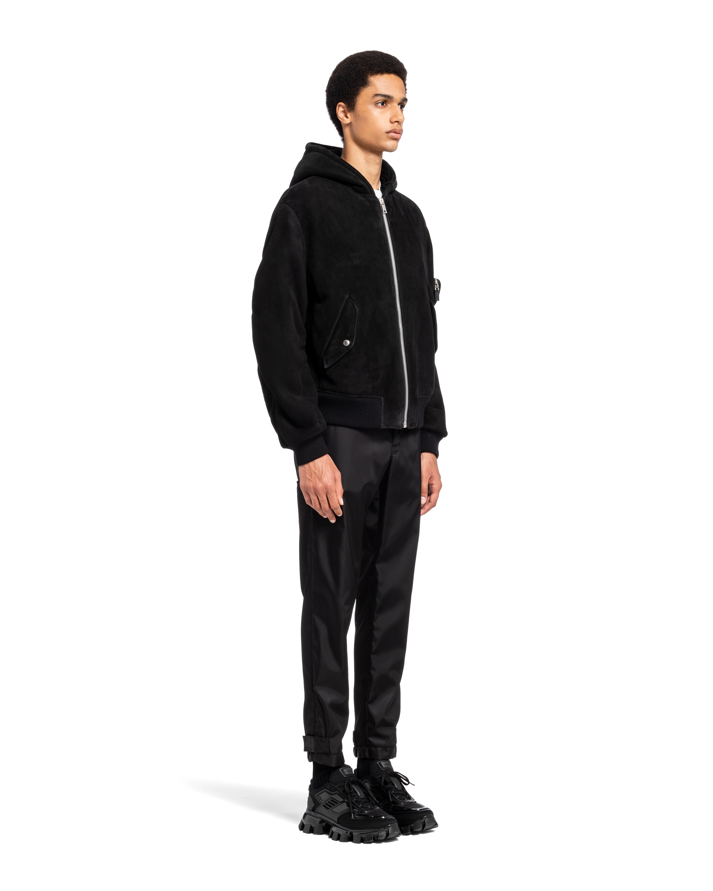 Shearling bomber jacket Negro | Prada