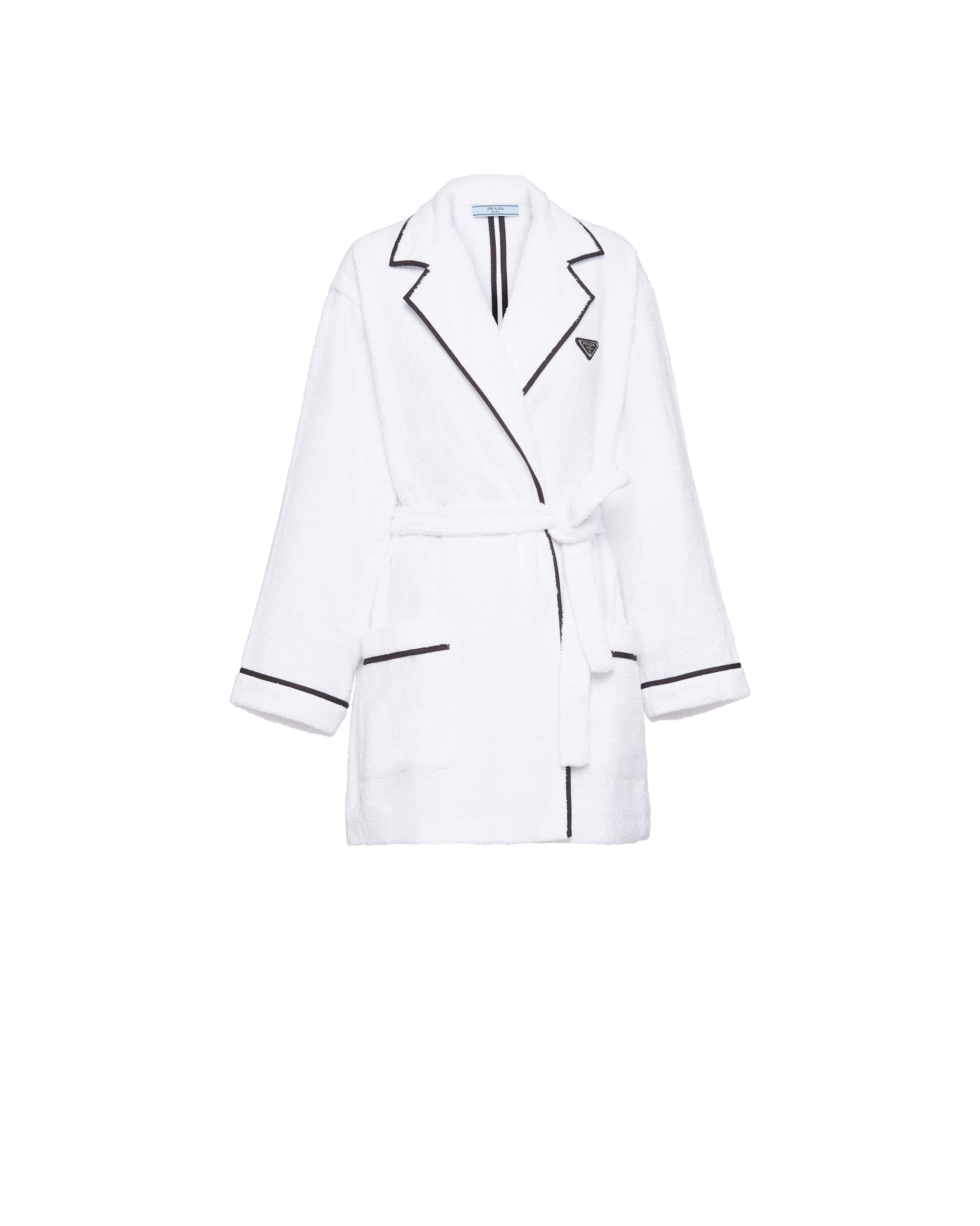 White Short terry cloth robe | Prada